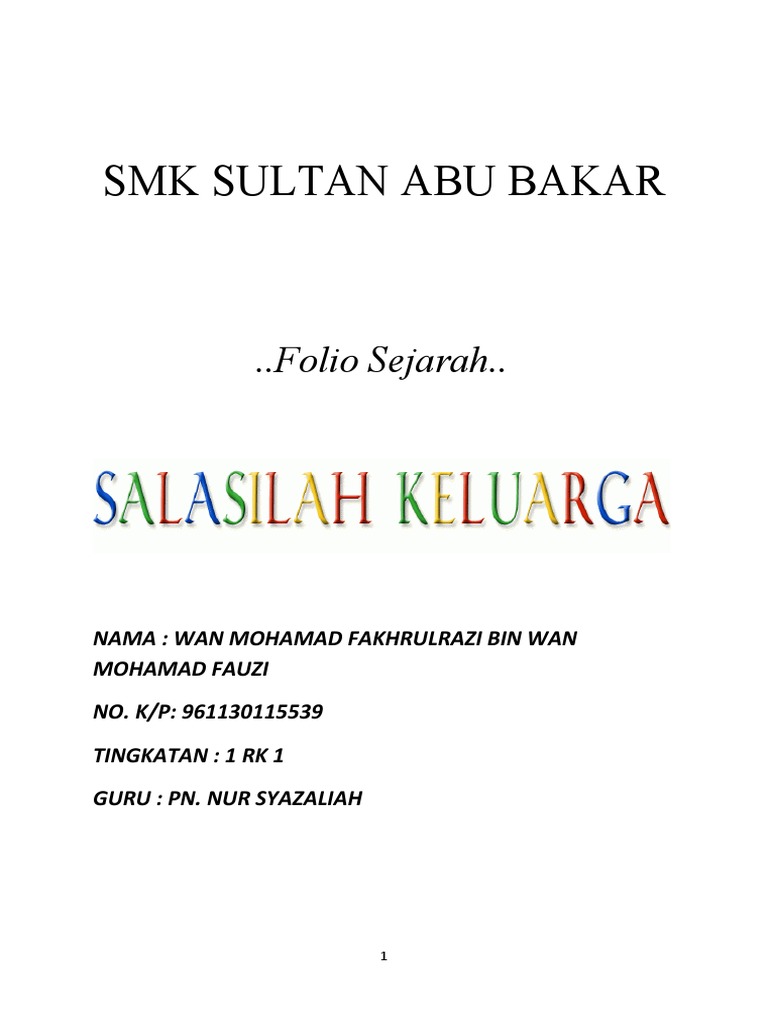 Folio Sejarah 2009 Salasilah Keluarga | PDF