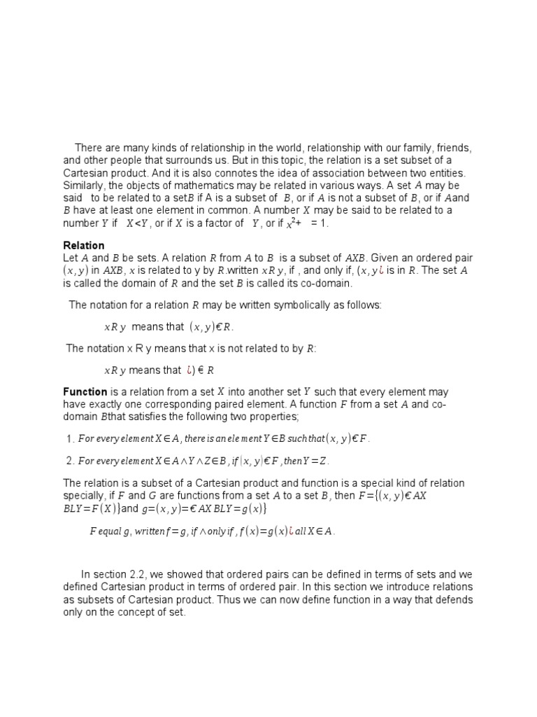 The Language of Relation and Funcion | PDF | Function (Mathematics ...