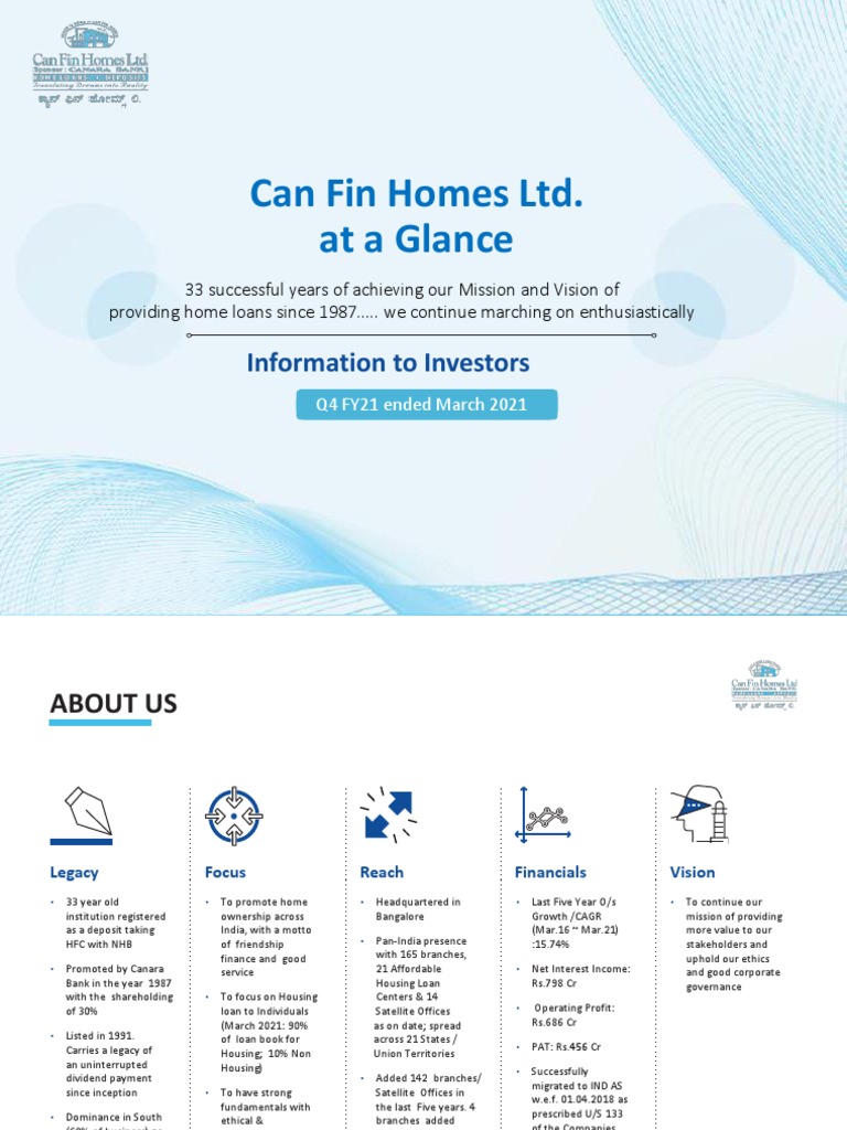 Can Fin Homes Ltd. at A Glance: Information To Investors | PDF | Loans ...