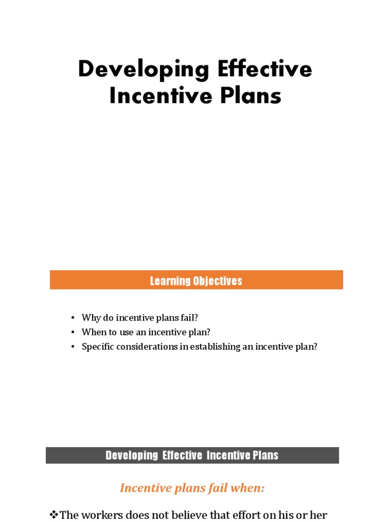Developing Effective Incentive Plans | PDF | Career & Growth | Business