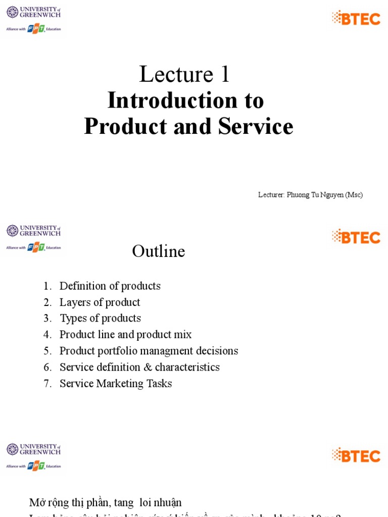 Introduction To Product and Service: Lecturer: Phuong Tu Nguyen (MSC ...