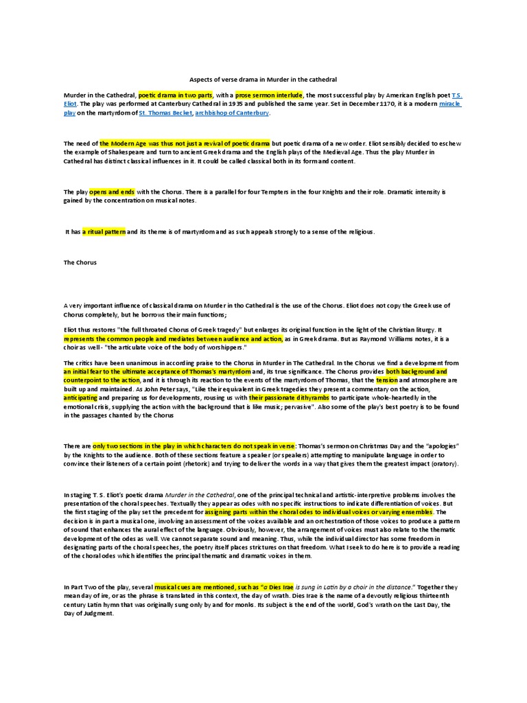 Murder in The Cathedral | PDF | Poetry | Entertainment (General)