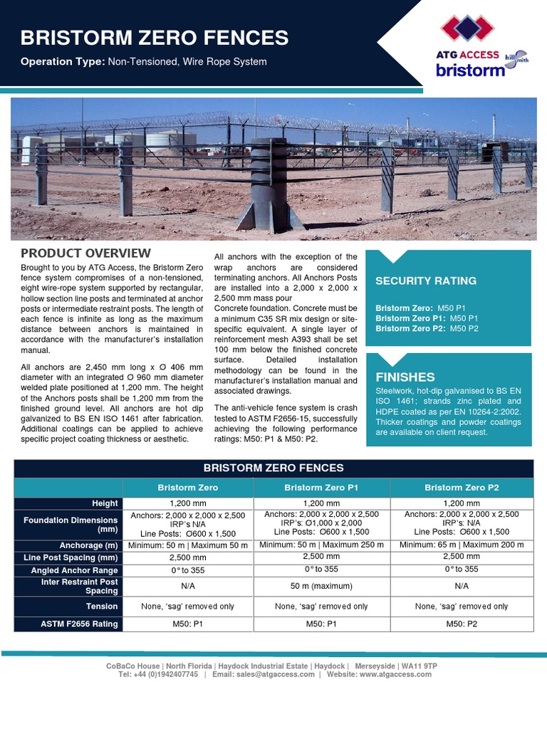 Bristorm Zero Fence Datasheet | PDF | Galvanization | Manufactured Goods
