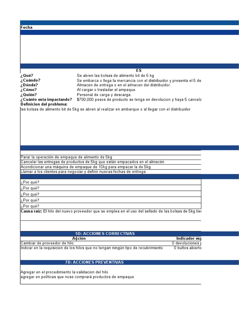 Ejemplo de Informe 8D en Calidad | PDF | Industrias | Gestión de ...