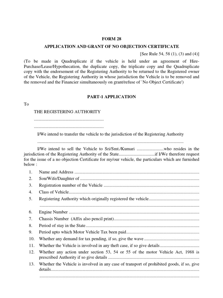 Form 28 | PDF | Vehicles | Common Law