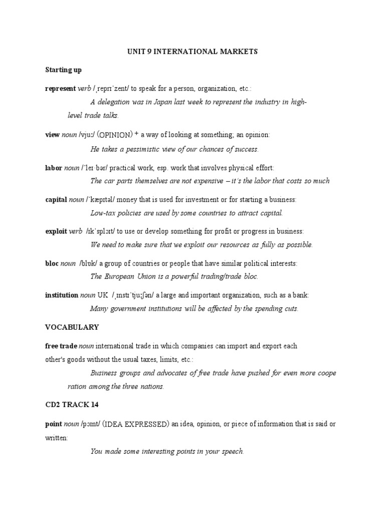 International Trade Vocabulary Unit 9 | PDF | Taxes | Adjective
