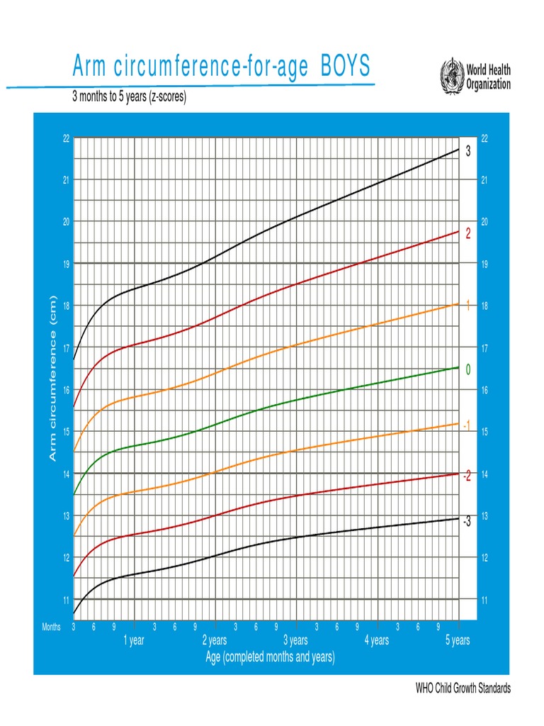 Arm Circumference-For-Age BOYS: 3 Months To 5 Years (Z-Scores) | PDF ...