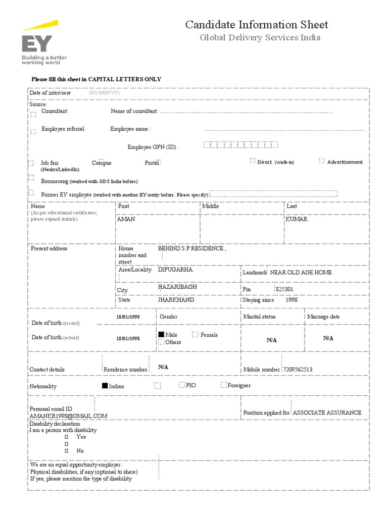 Candidate Information Sheet | Download Free PDF | Employment | Justice
