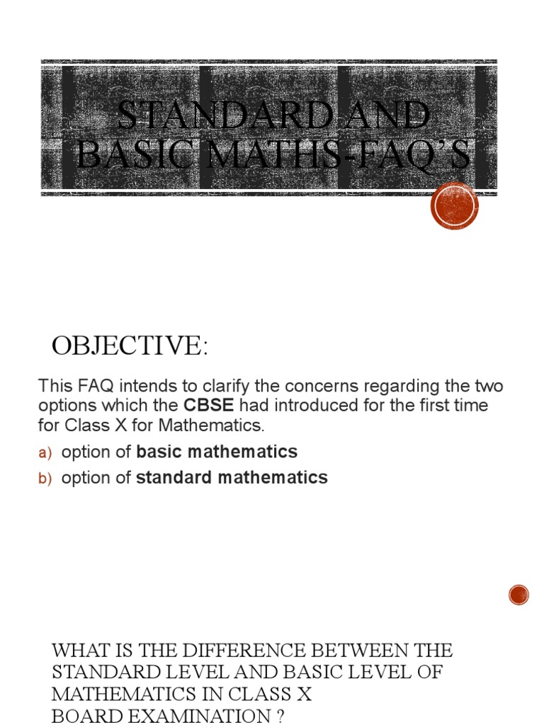 Standard and Basic Maths | PDF