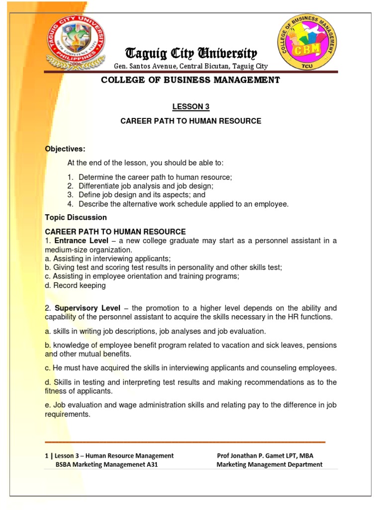 Career Path & Job Design in Human Resource Management | PDF | Human ...