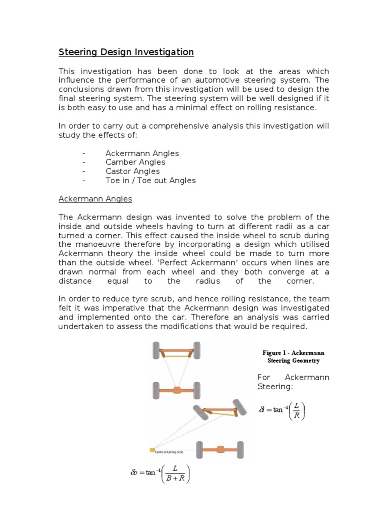 Steering Design Investigation: Figure 1 - Ackermann Steering Geometry ...