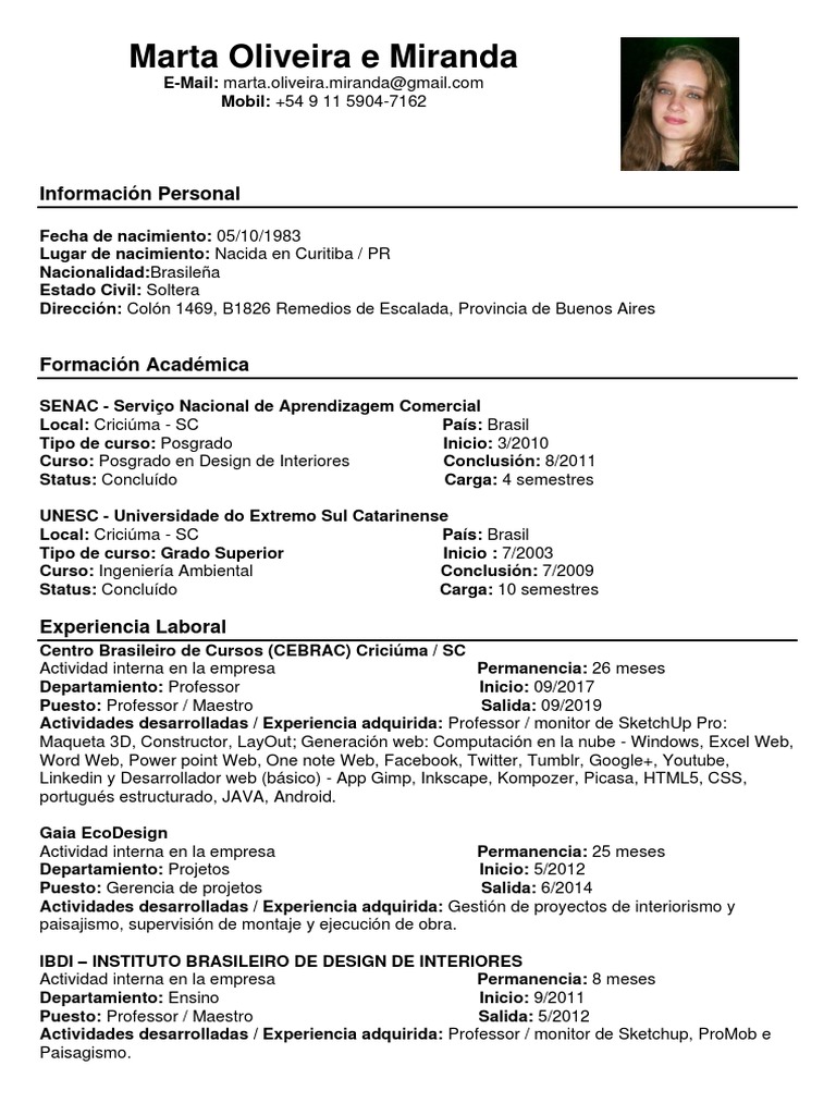 Español Curriculo COMPLETO Marta Oliveira e Miranda | PDF | Microsoft ...