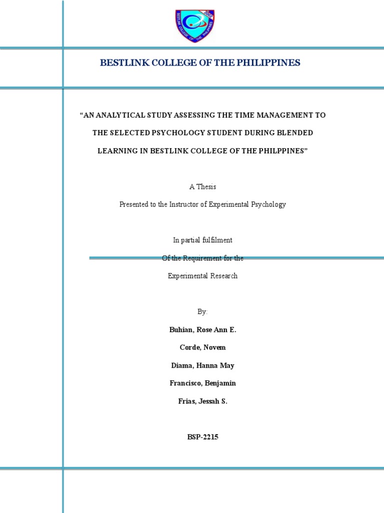 Time Management in Blended Learning | PDF | Survey Methodology ...