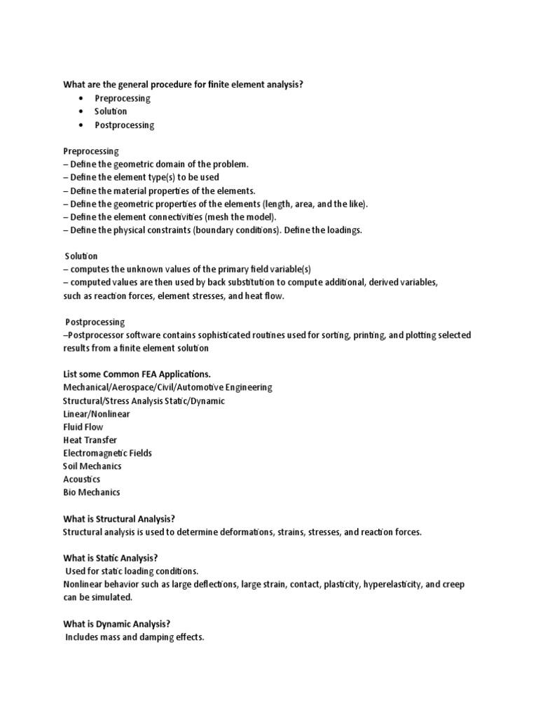 Ansys Lab Viva Question | PDF | Finite Element Method | Young's Modulus