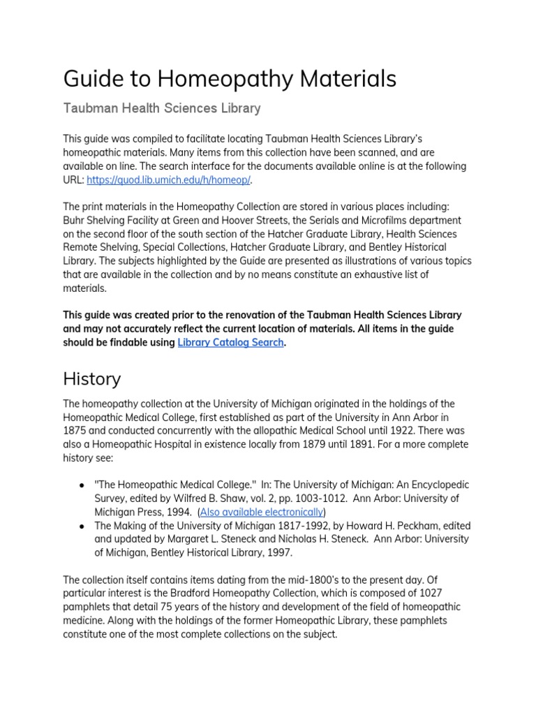 Guide To Homeopathy Materials | PDF | Homeopathy | Medicine