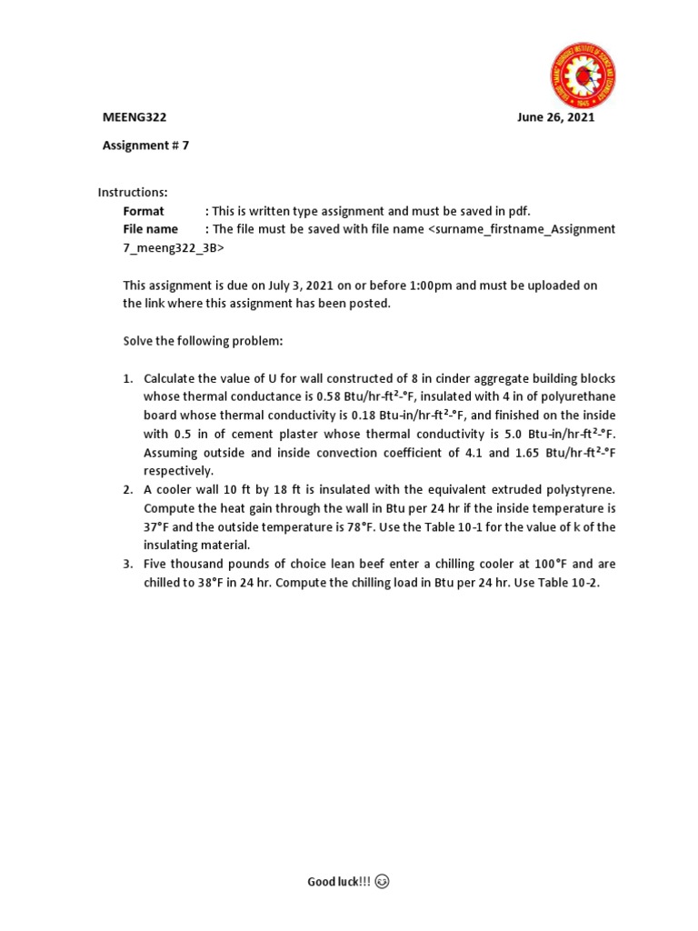 Assignment 7 - MEENG322 - 3B | PDF | Science & Mathematics | Technology & Engineering