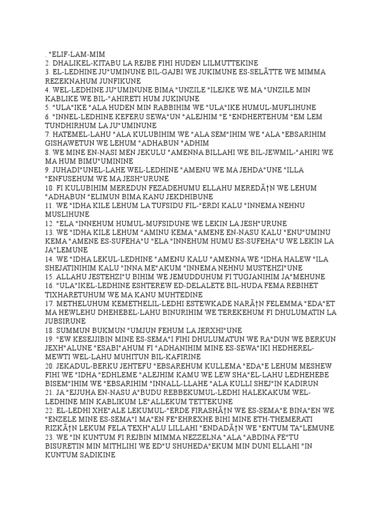 Surah Al-Baqarah Text in Albanian | PDF