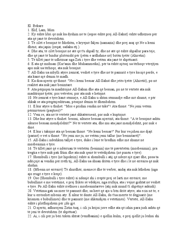 El - BEKARE (Sureja 2 Ajete 286) Perkthimi-Shqip | PDF