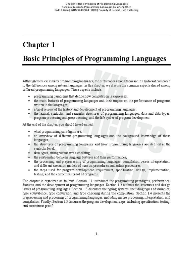 Basic Principles of Programming Languages | PDF | Programming Language ...