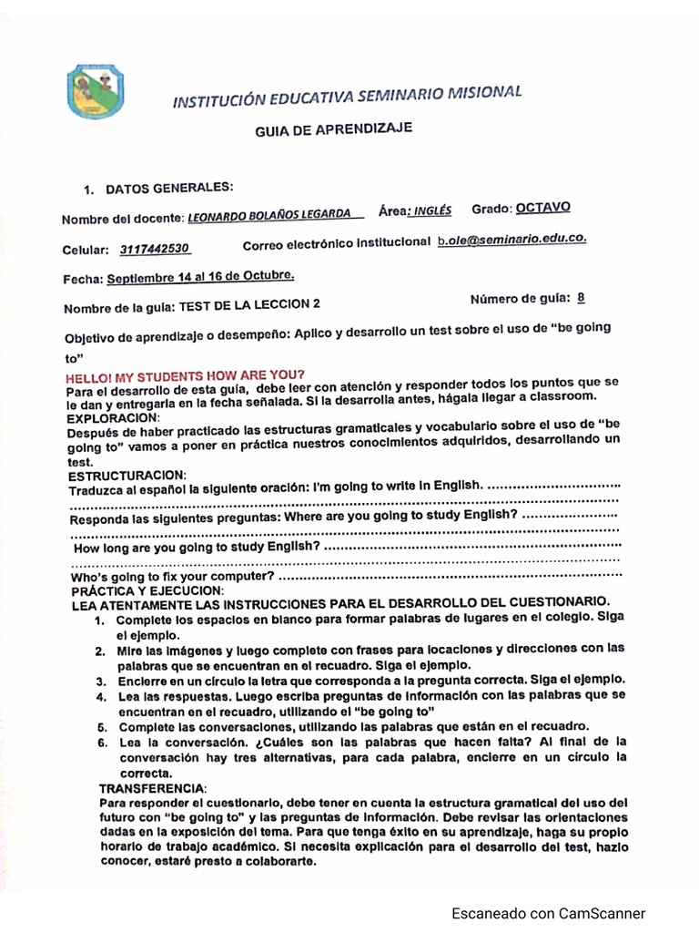 Guía #8 Grado Octavo | PDF