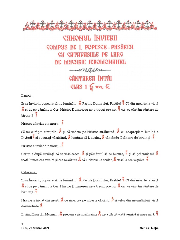 Canonul Invierii Text | PDF