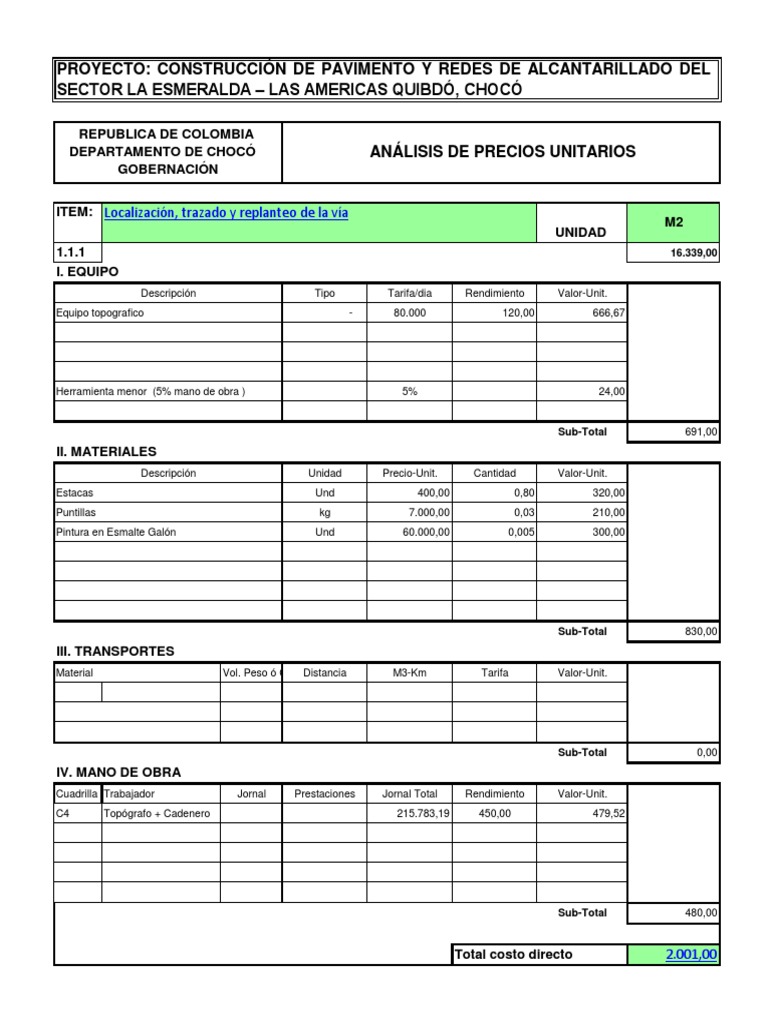 Analisis de Precios Unitarios - Presupuesto | PDF | Materiales | Ingeniero civil
