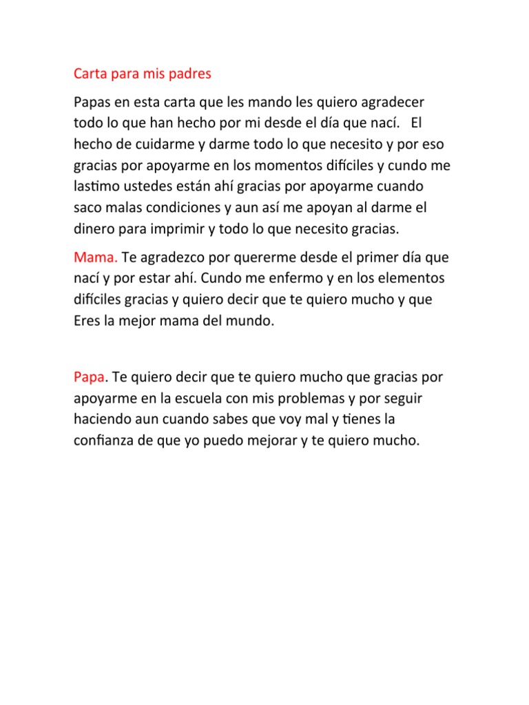 Carta para Mis Padres | PDF