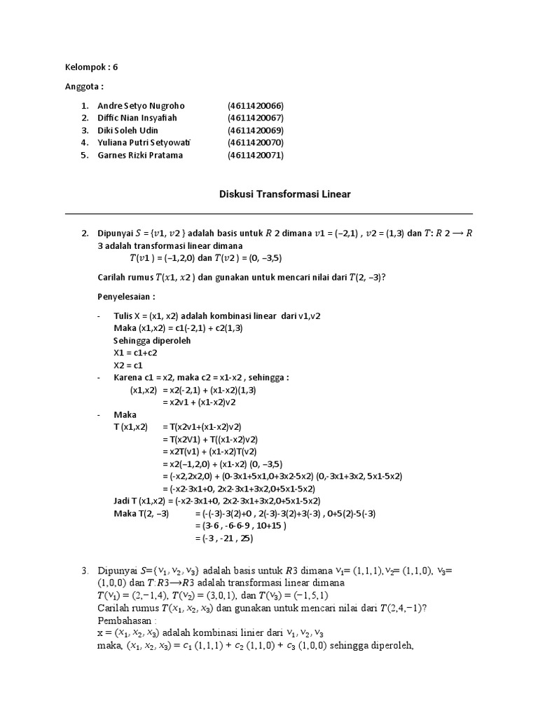 Rumus Transformasi Linear R2 dan R3 | PDF | Metode & Bahan Ajar