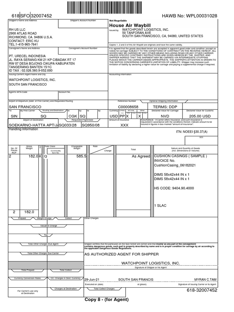 HAWB No - WPL00031028 | PDF
