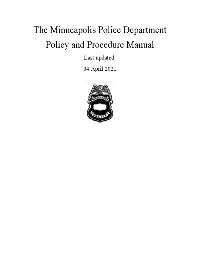 MPD Policy and Procedure Manual | PDF | Inspector | Police