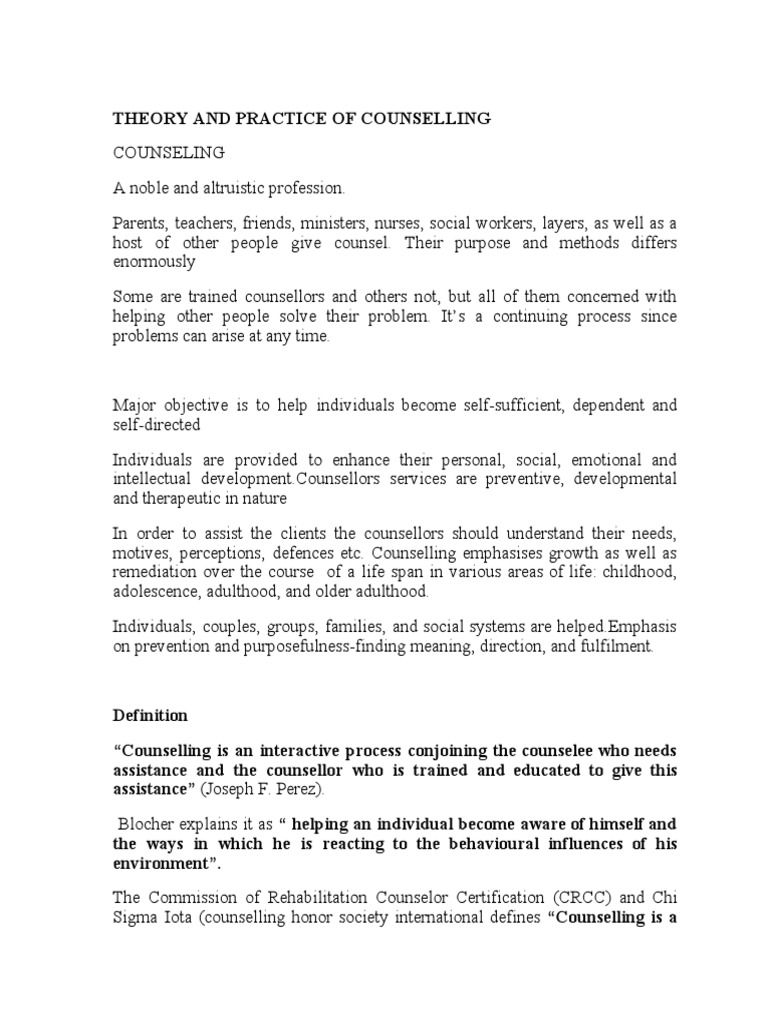 Theory and Practice of Counselling | PDF | Psychotherapy | Mental Disorder