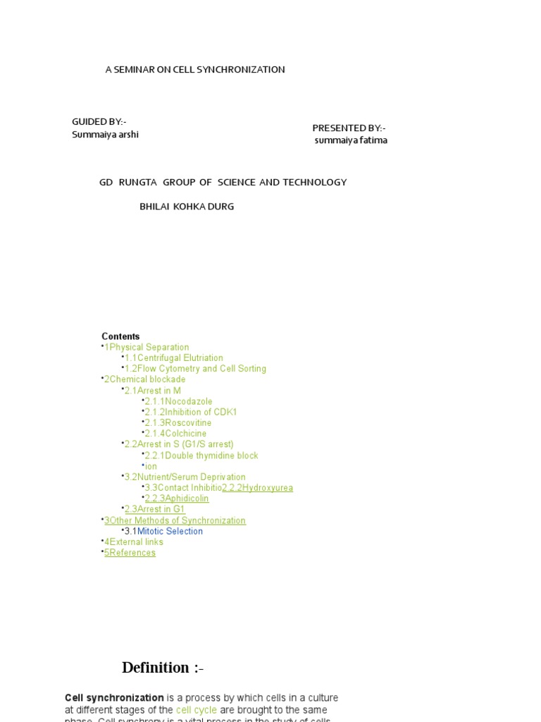 Overview of Cell Synchronization Methods | PDF | Flow Cytometry | Mitosis