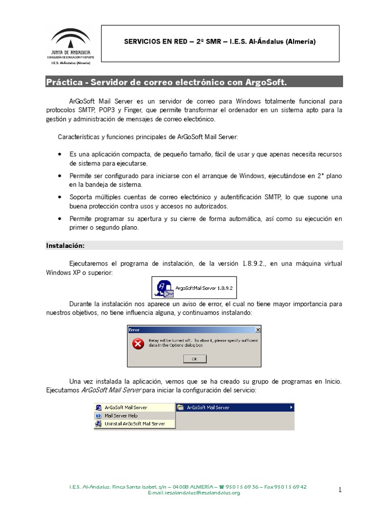 Configuración de ArGoSoft Mail Server | PDF | sistema de nombres de ...