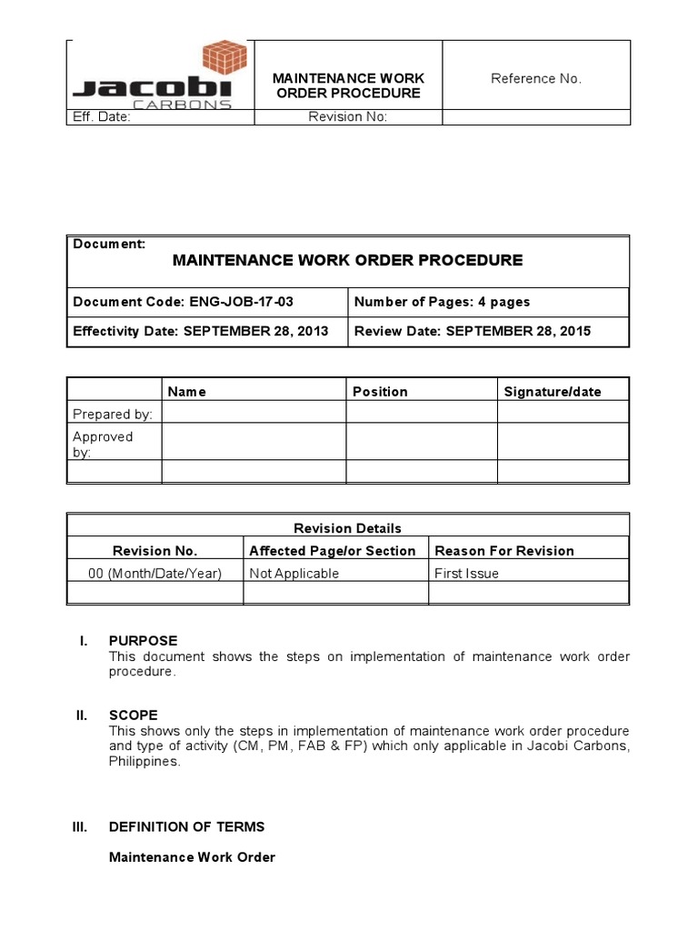 Work Order Procedure | PDF | Business | Science