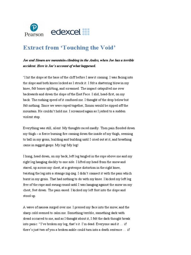 Lesson 1 Touching The Void Extract | PDF