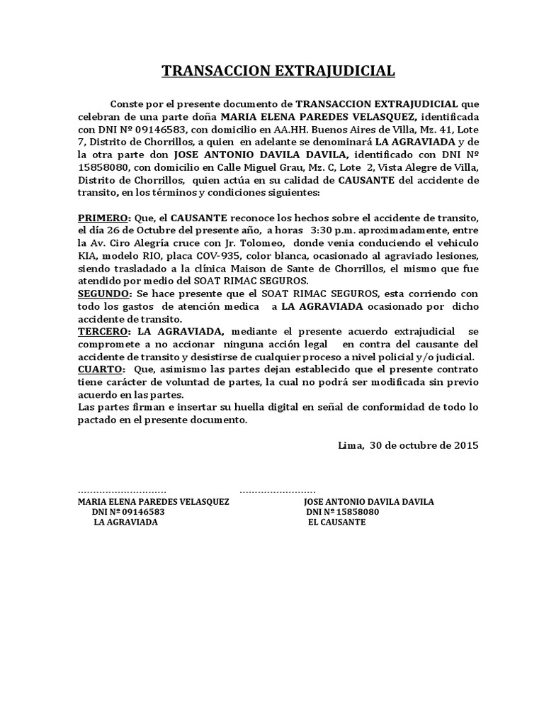 Transaccion Extrajudicial.p | PDF | Derecho