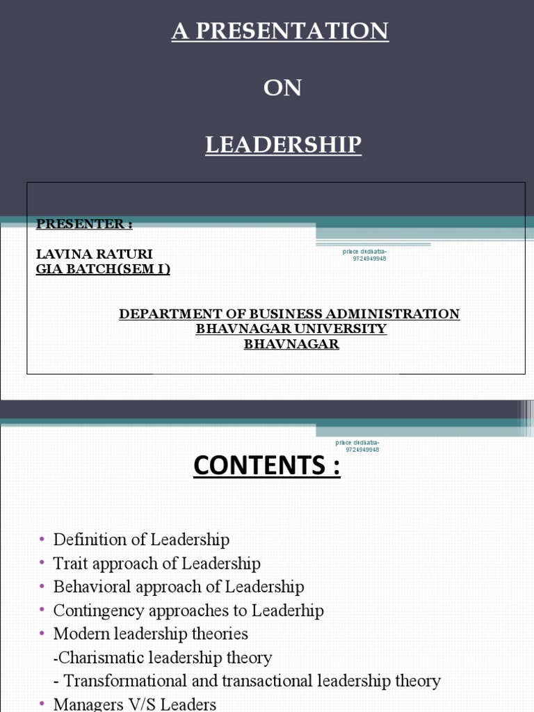 Leadership Prince Dudhatra 9724949948 | PDF | Leadership | Leadership