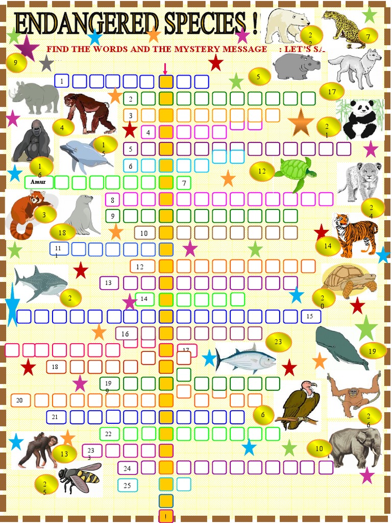 Endangered Animals Word Search Key | PDF