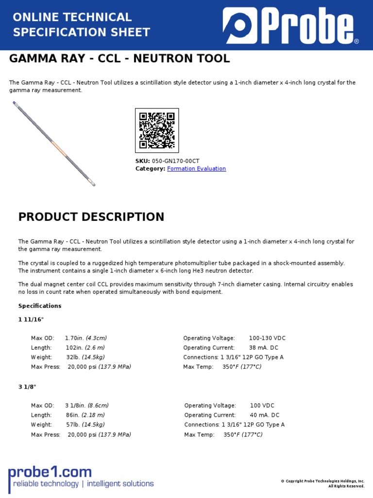 Gamma Ray CCL Neutron Tool | PDF