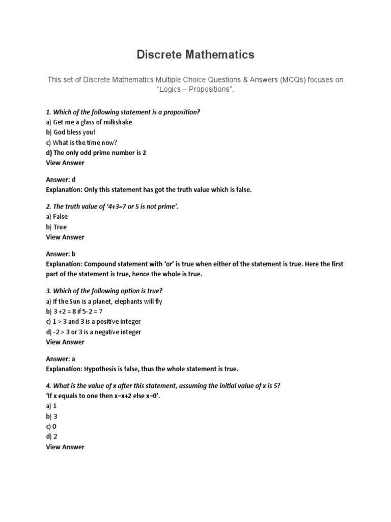 Discrete Mathematics | Download Free PDF | Set (Mathematics ...