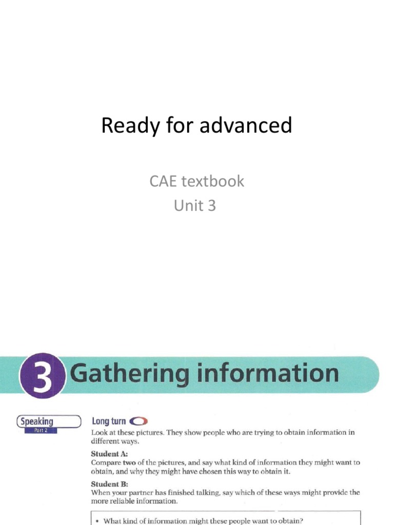 Ready For Advanced: CAE Textbook Unit 3 | PDF