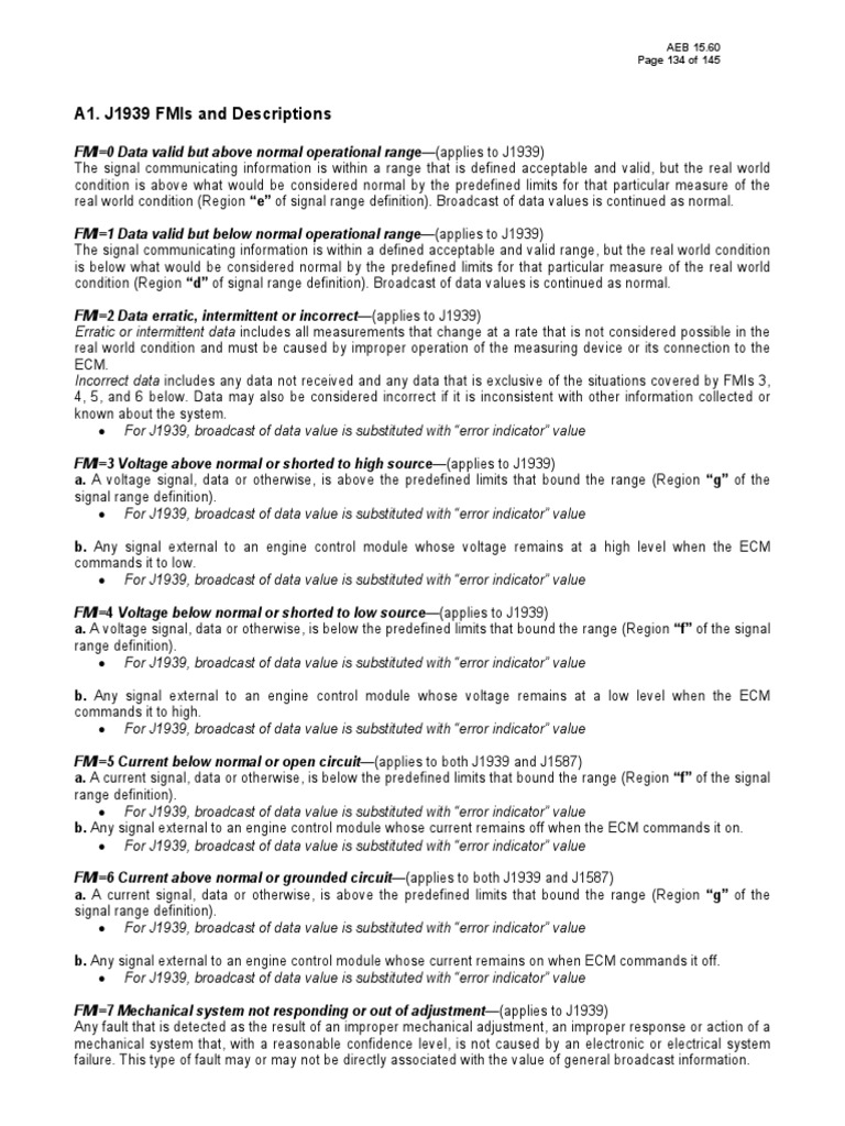 A1. J1939 Fmis and Descriptions | PDF | Computer Network | Information