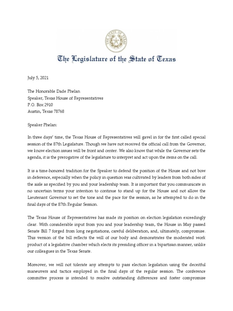 Special Session Commitments Letter | PDF | Quorum | Constitutional Law