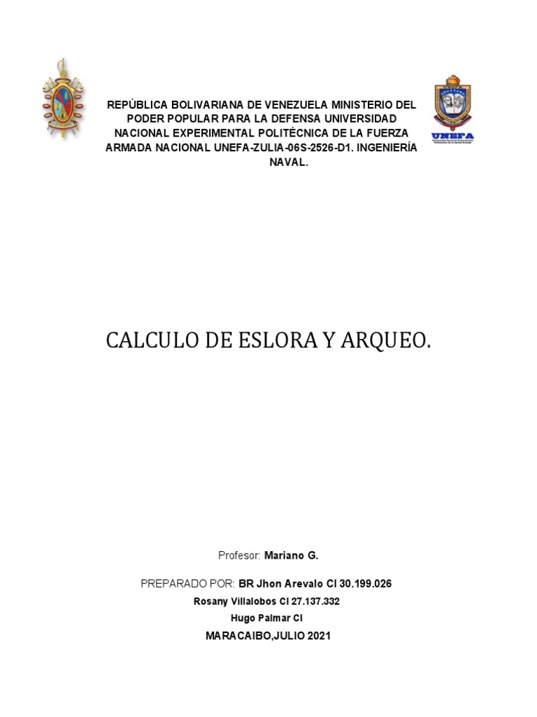 Calculo de Eslora y Arqueo | PDF | Navegación | Arquitectura naval