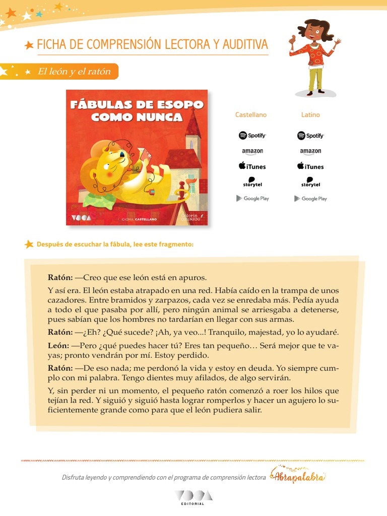 Comprensión Lectora: El León y el Ratón | PDF | Comprensión lectora