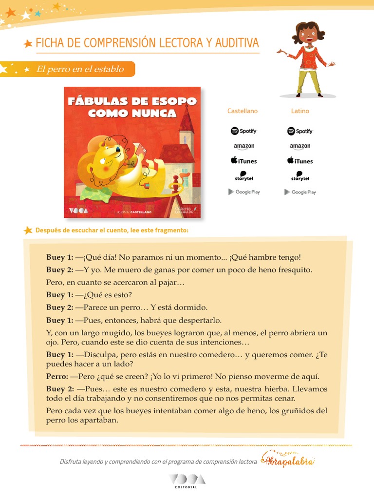 Comprensión del cuento "El perro en el establo" | PDF | Comprensión ...