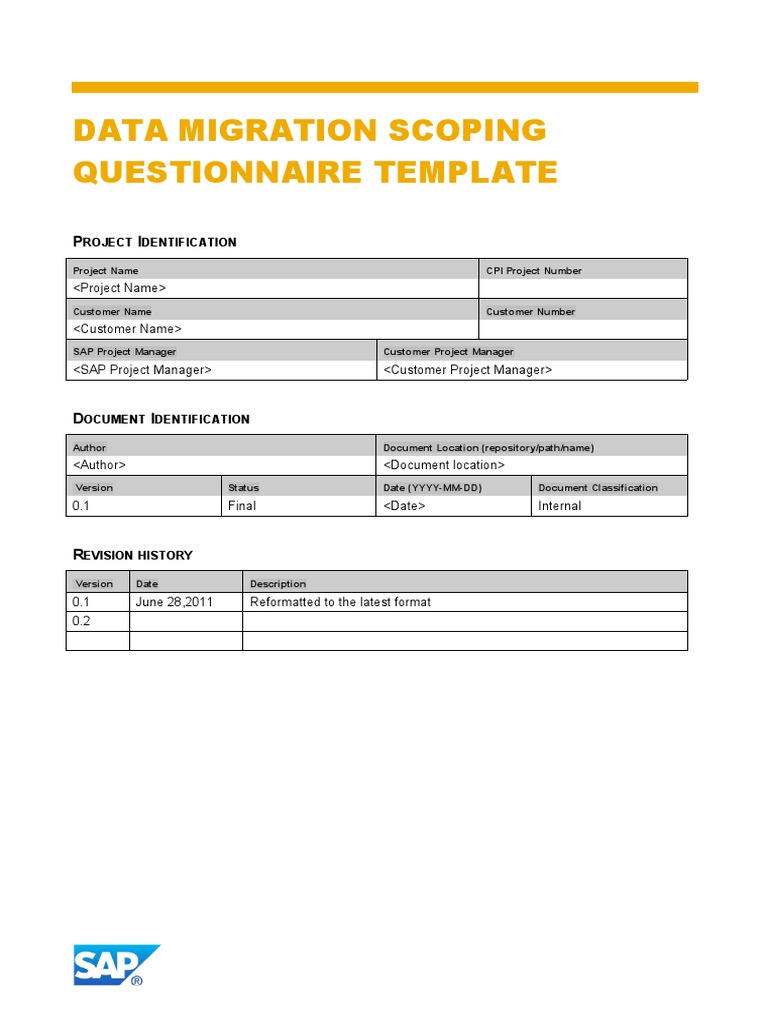 Data Migration Scoping Questionnaire Template | PDF | Receipt | Invoice