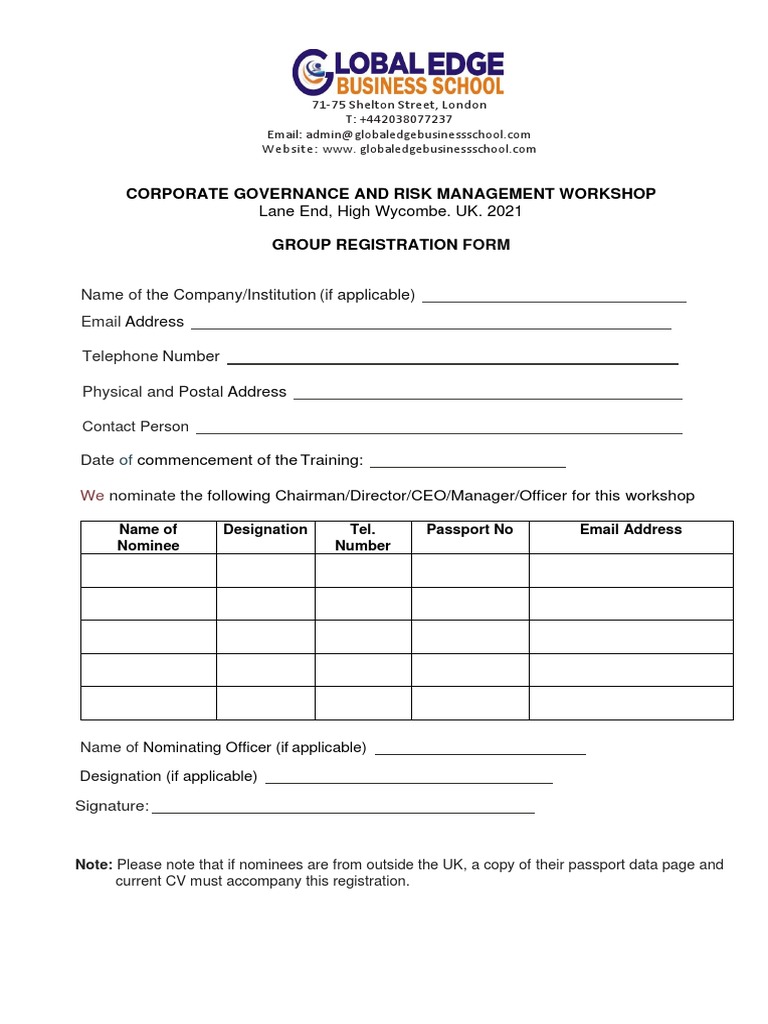 Group Registration Form | PDF