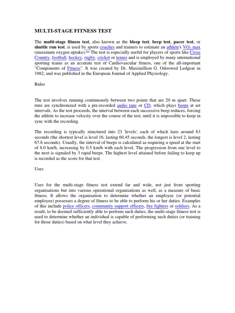 Bleep at Beep Test | PDF | Sports | Nature