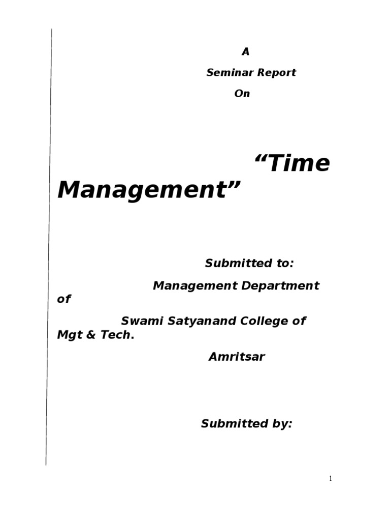 Time Managment Report | PDF | Time Management | Professional Skills
